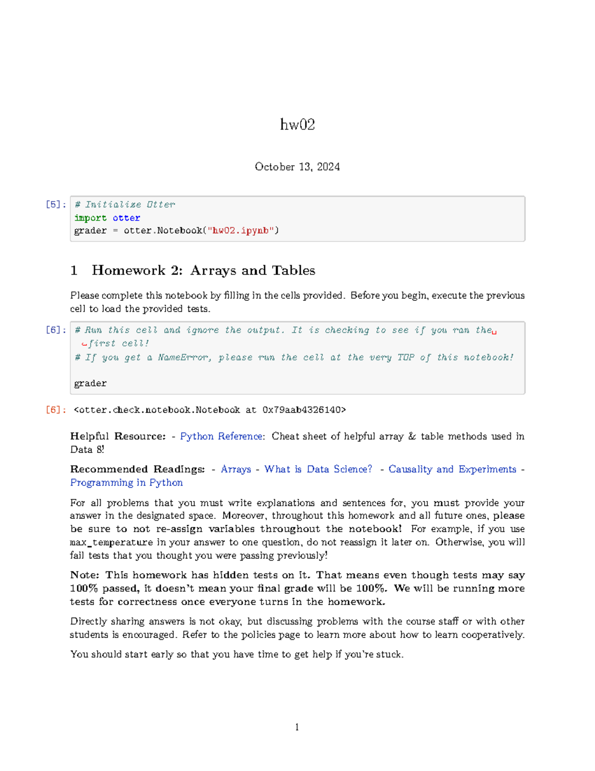 Homework 2 - Data 8 Arrays and Tables Solutions - Studocu