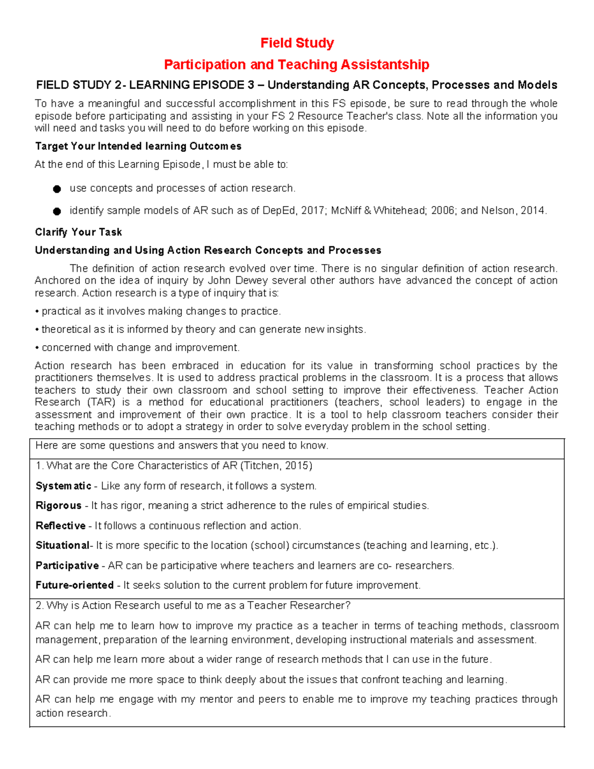 FS 2-3 - demonstrations - Field Study Participation and Teaching ...