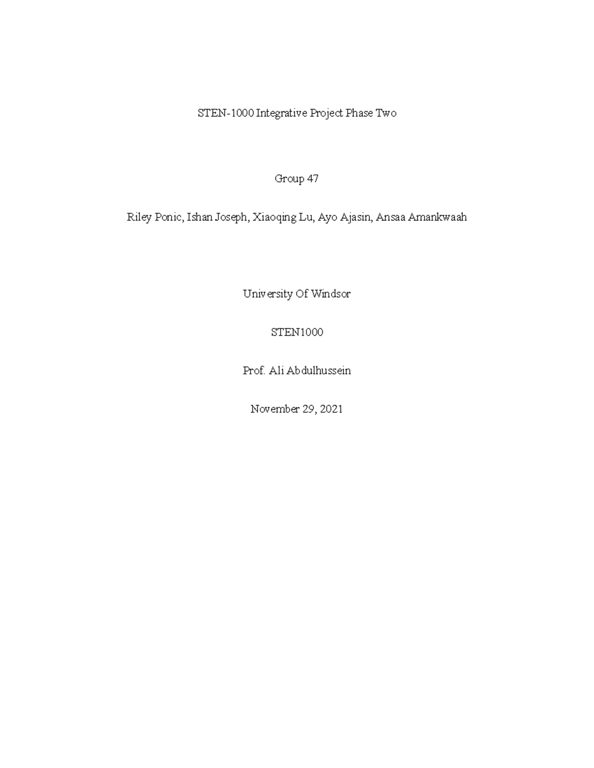 Introduction to Business STEN 1000: Team Project Grading Scheme - STEN ...