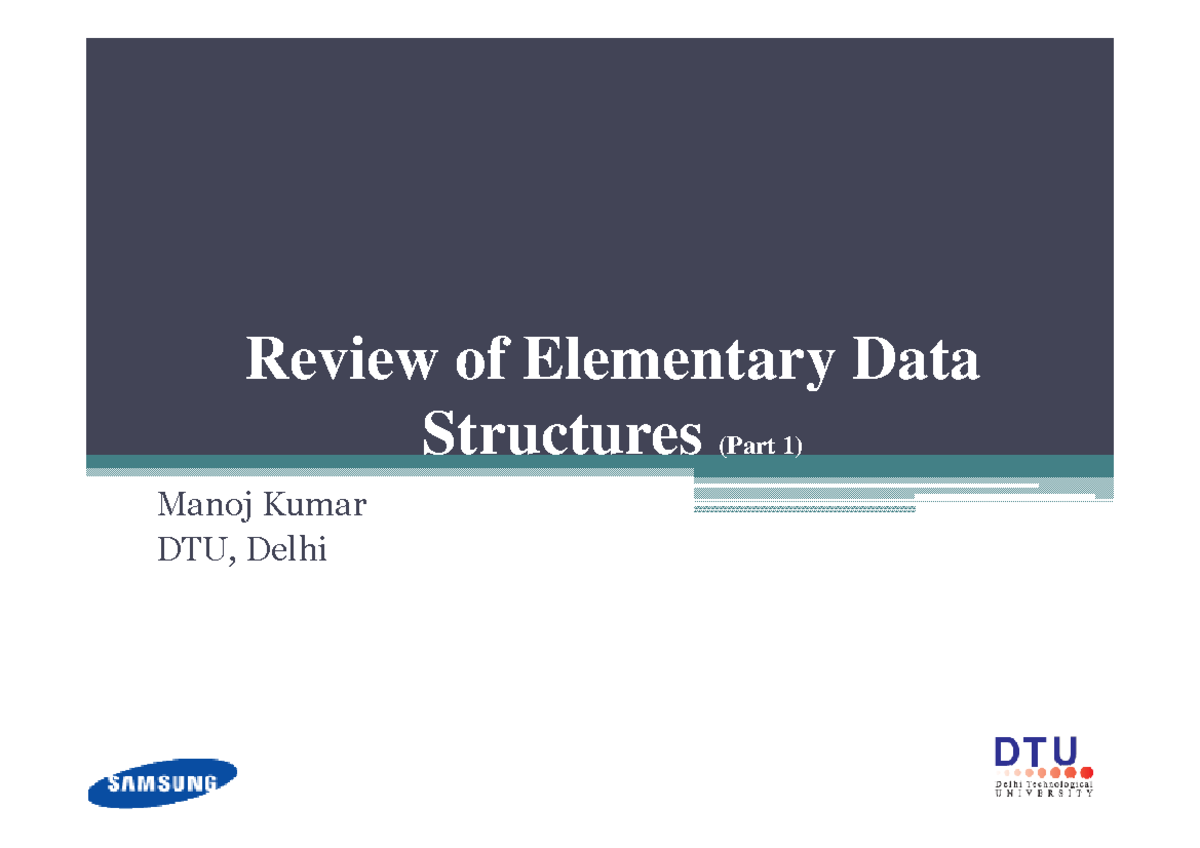 DSA 101: Review of Elementary Data Structures (Part 1) - MK Sir - Studocu