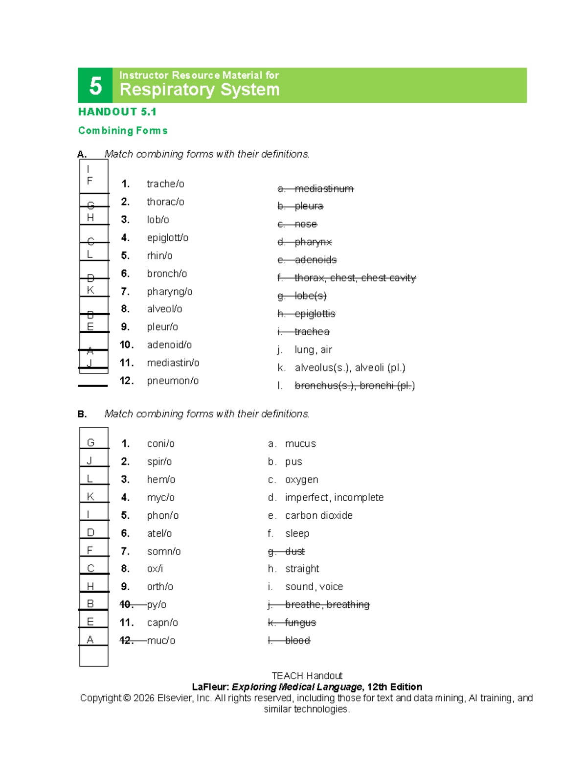 Respiratory System Study Guide: Combining Forms & Medical Terms (Course ...
