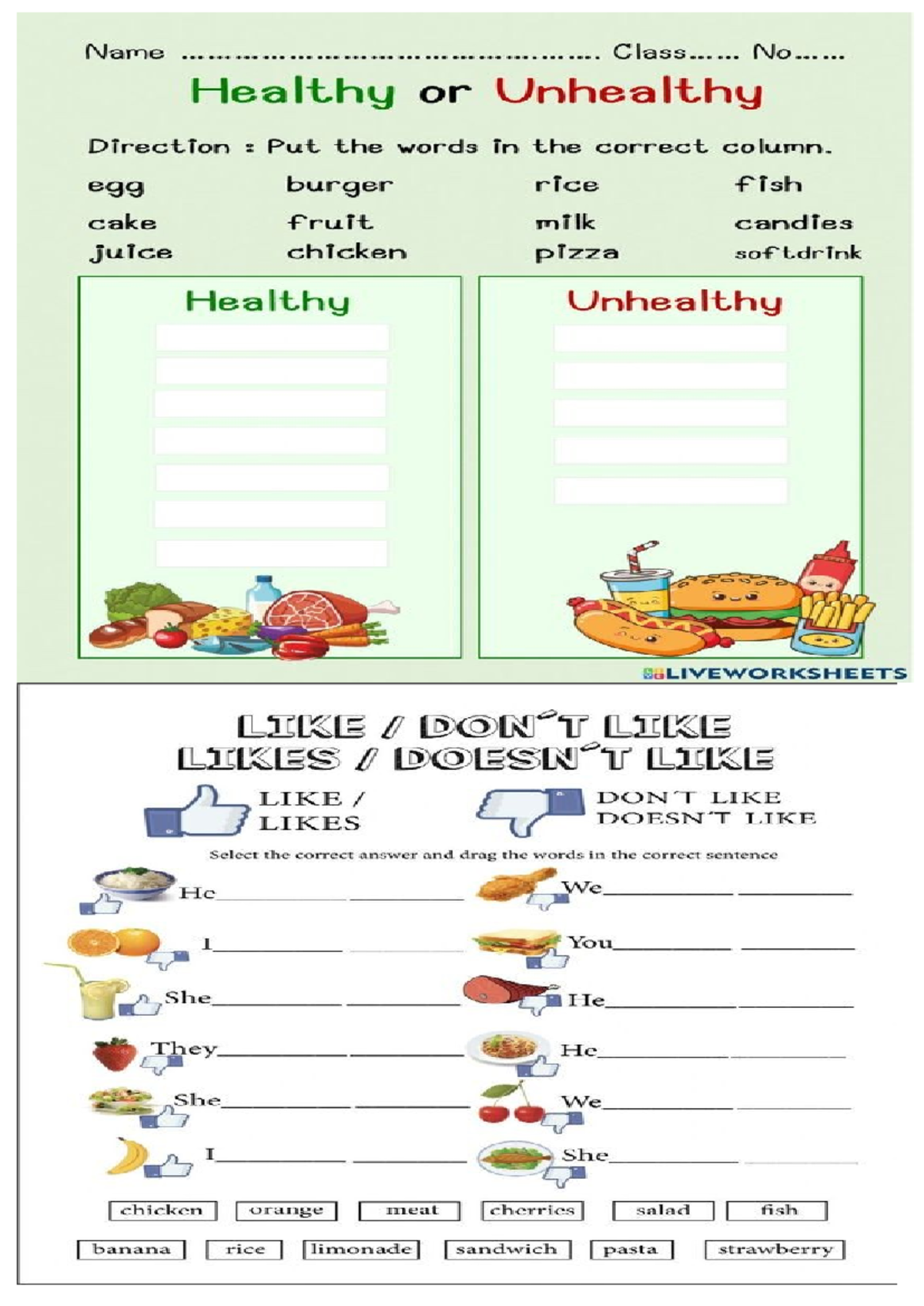 Food and Drink Classification Worksheet - Studocu