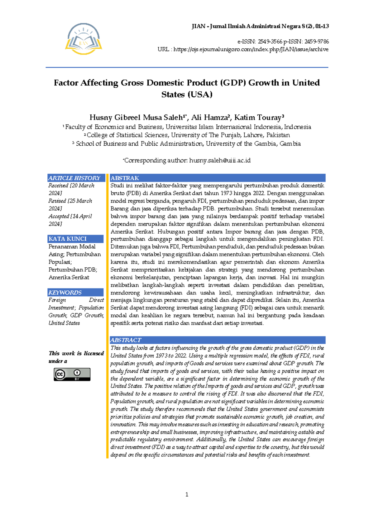 Factor Affecting Gross Domestic Product GDP Growth - e-ISSN: 2549 ...