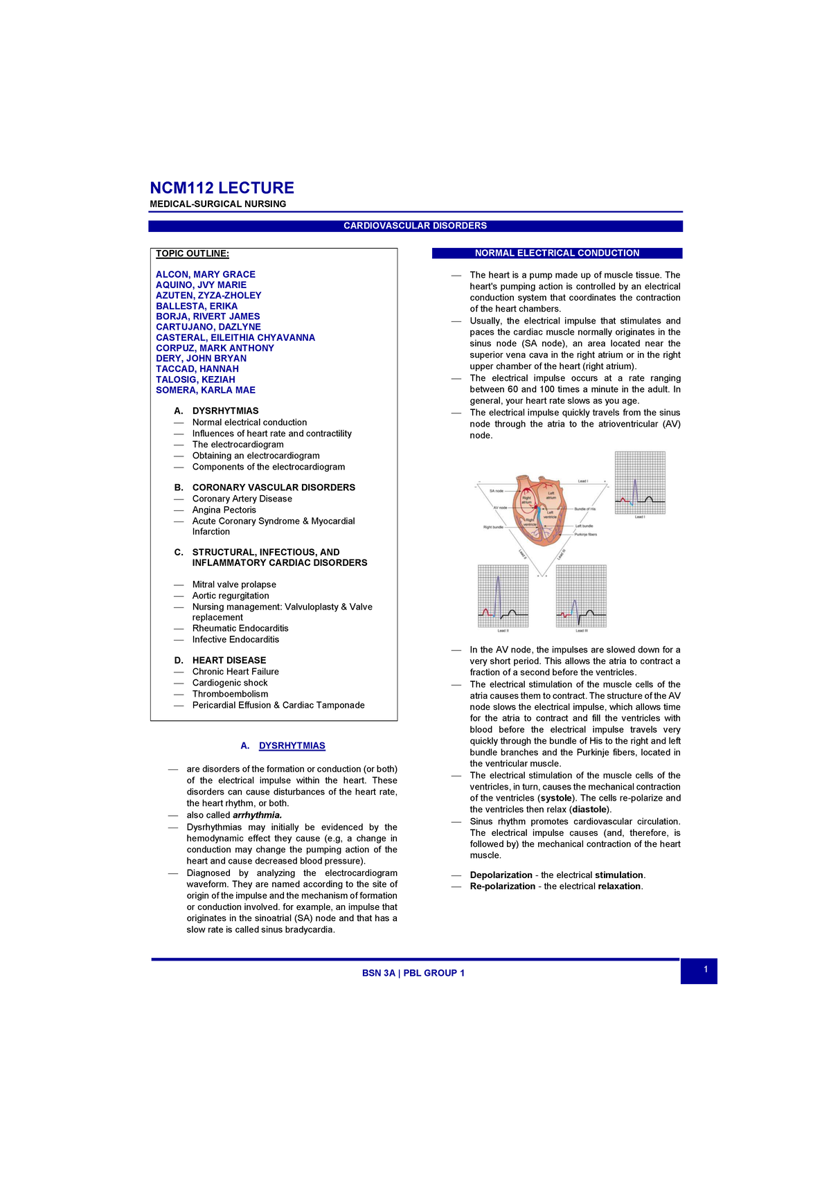 NCM112 LECTURE: NURSING CARDIOVASCULAR DISORDERS OVERVIEW AND ...