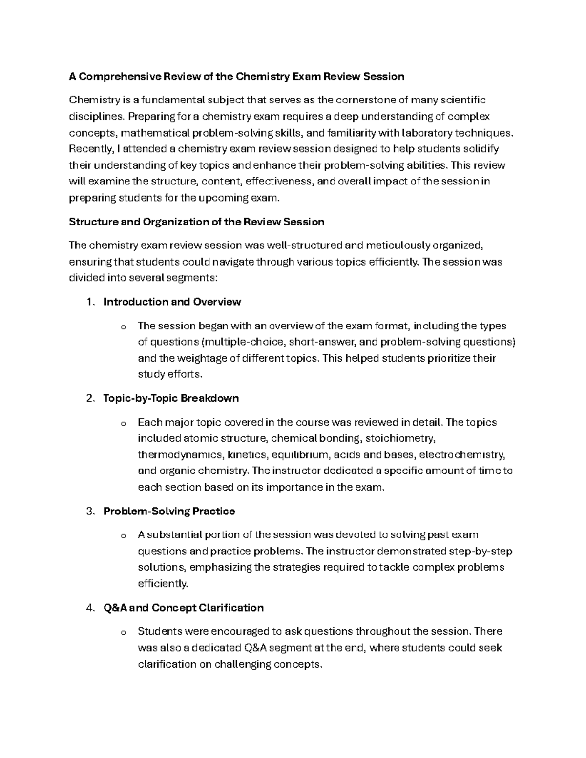 CHEM 101 Final Exam Review: Comprehensive Session Insights - Studocu