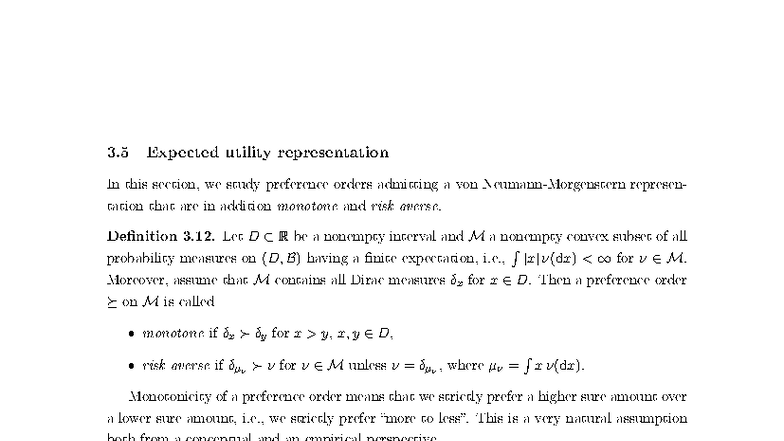 ST339-23: Chapter 3b - Expected Utility Representation Lecture Notes ...