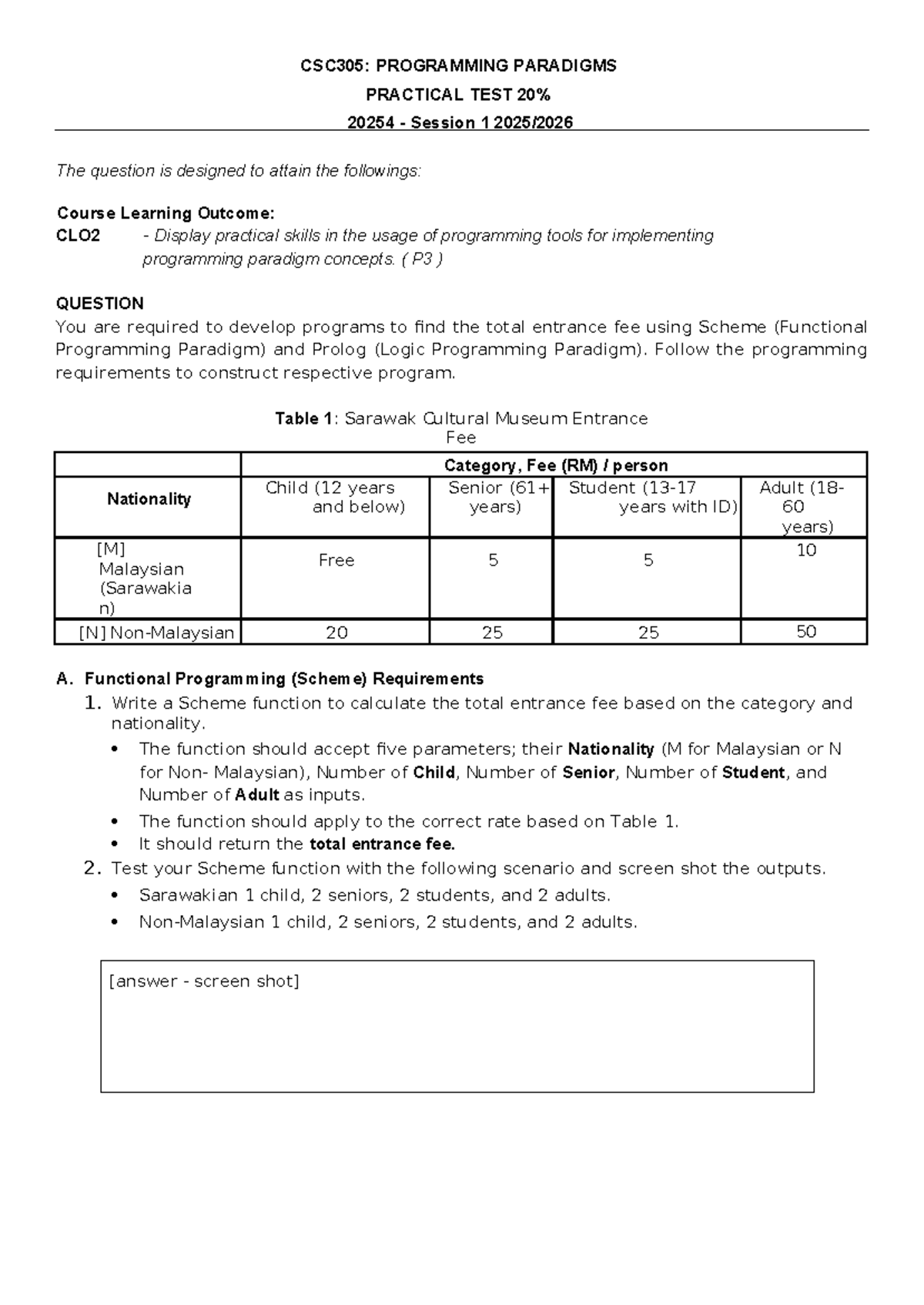 CSC305: Programming Paradigms Practical Test Dec 2025 - Studocu