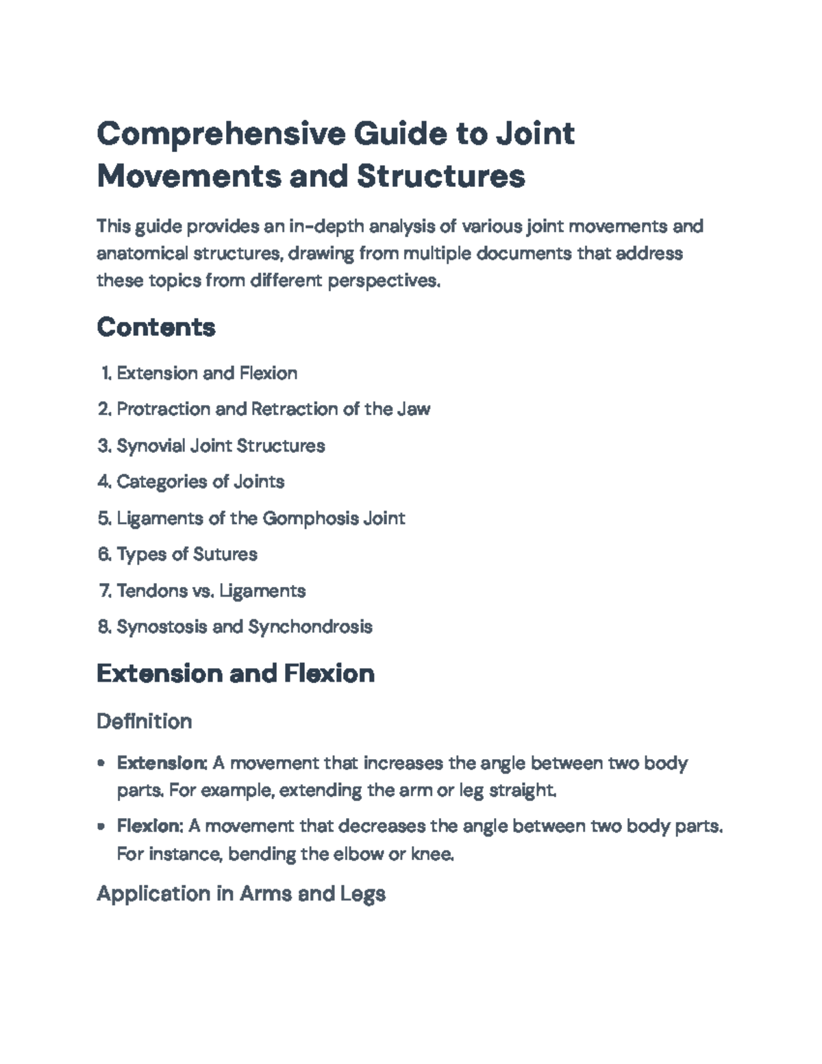 Comprehensive Guide to Joint Movements & Anatomical Structures ...