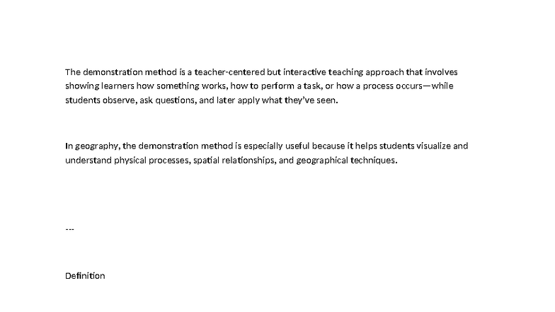Geography Teaching Method: The Demonstration Approach (GEOG 101) - Studocu