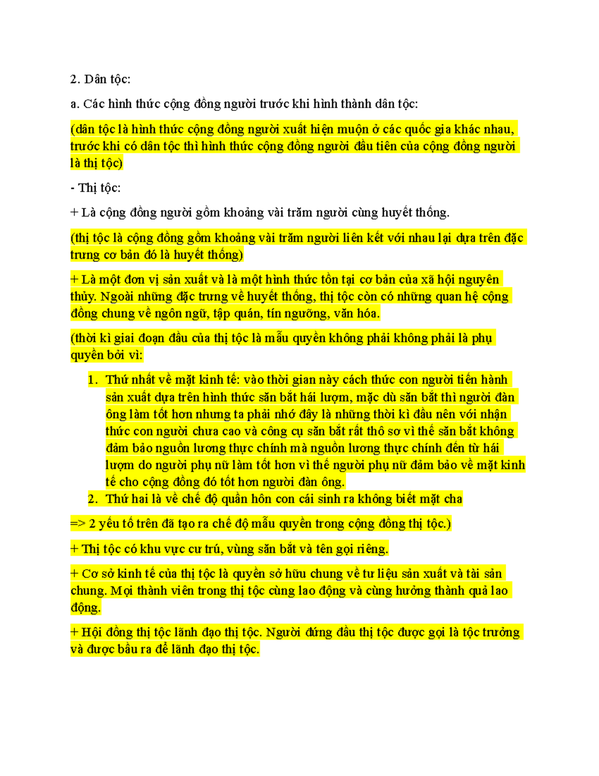 Các hình thức cộng đồng người trước khi hình thành dân tộc: Thị tộc, Bộ ...
