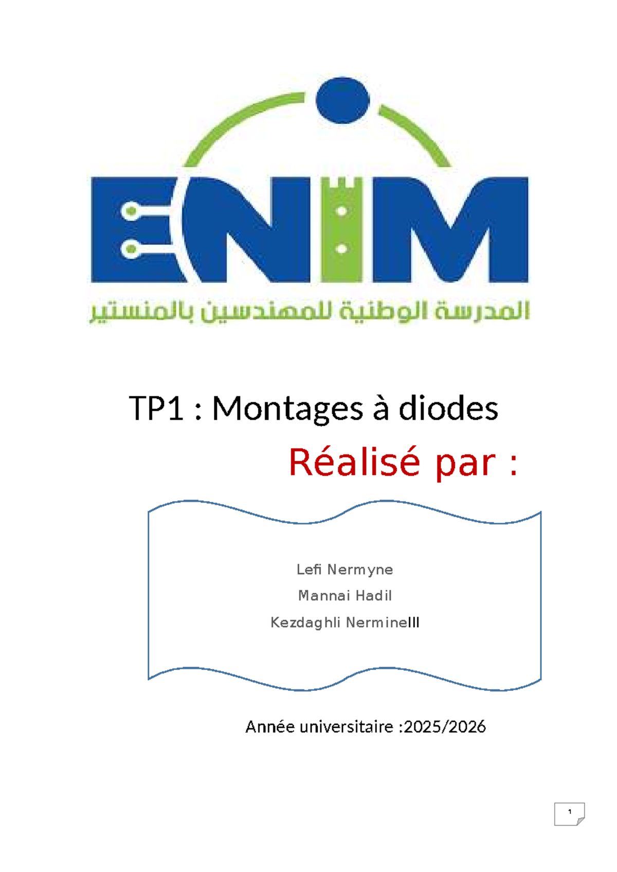 TP1 : Montage à Diodes - Redressement et Filtrage - Studocu