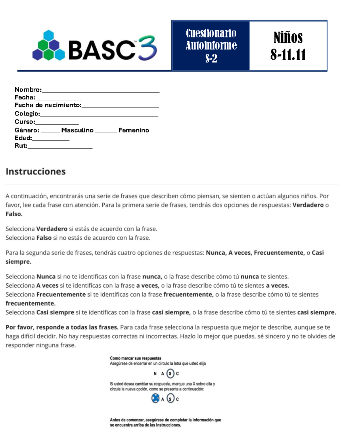 Cuestionario Autoinforme S2: Reflexiones sobre la Autoestima y Amistad ...