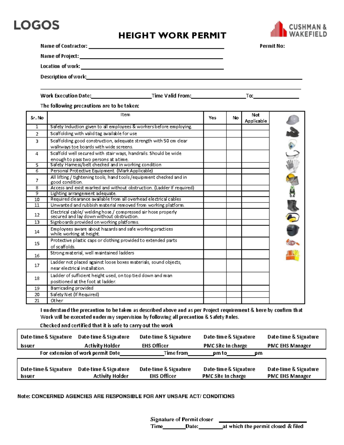 03. Height Work Permit: Safety Precautions and Compliance Checklist ...