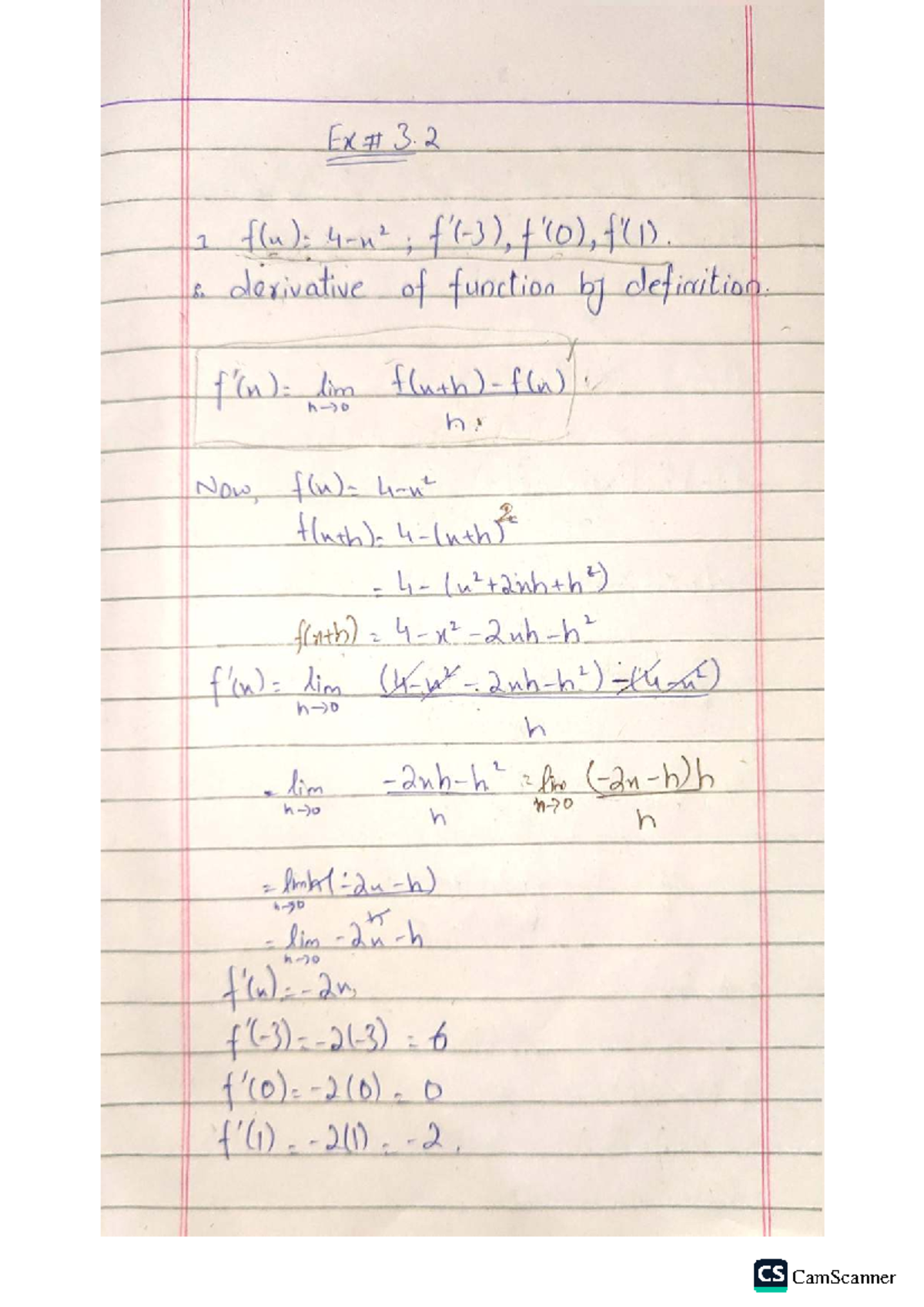 Ex 3.2 & 3.3 - Calculus 1 Derivatives Solutions - Studocu