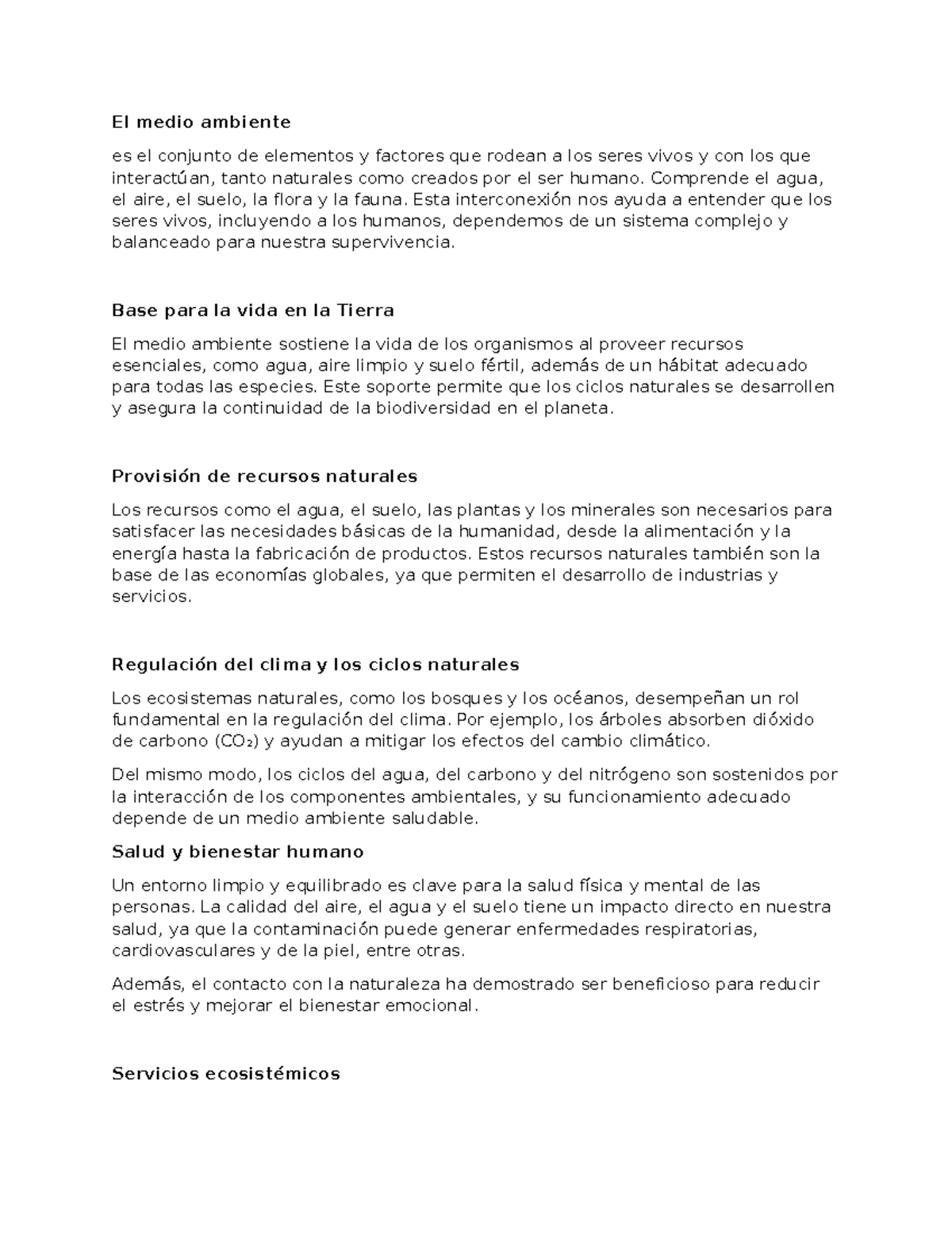 El medio ambiente y su importancia: Examen Final (Código: ENV101) - Studocu
