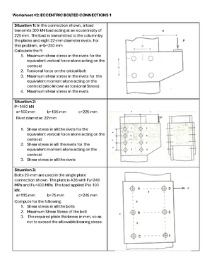 Worksheet 1: Concentric Bolted Connection Analysis (ENGR 2001) - Studocu