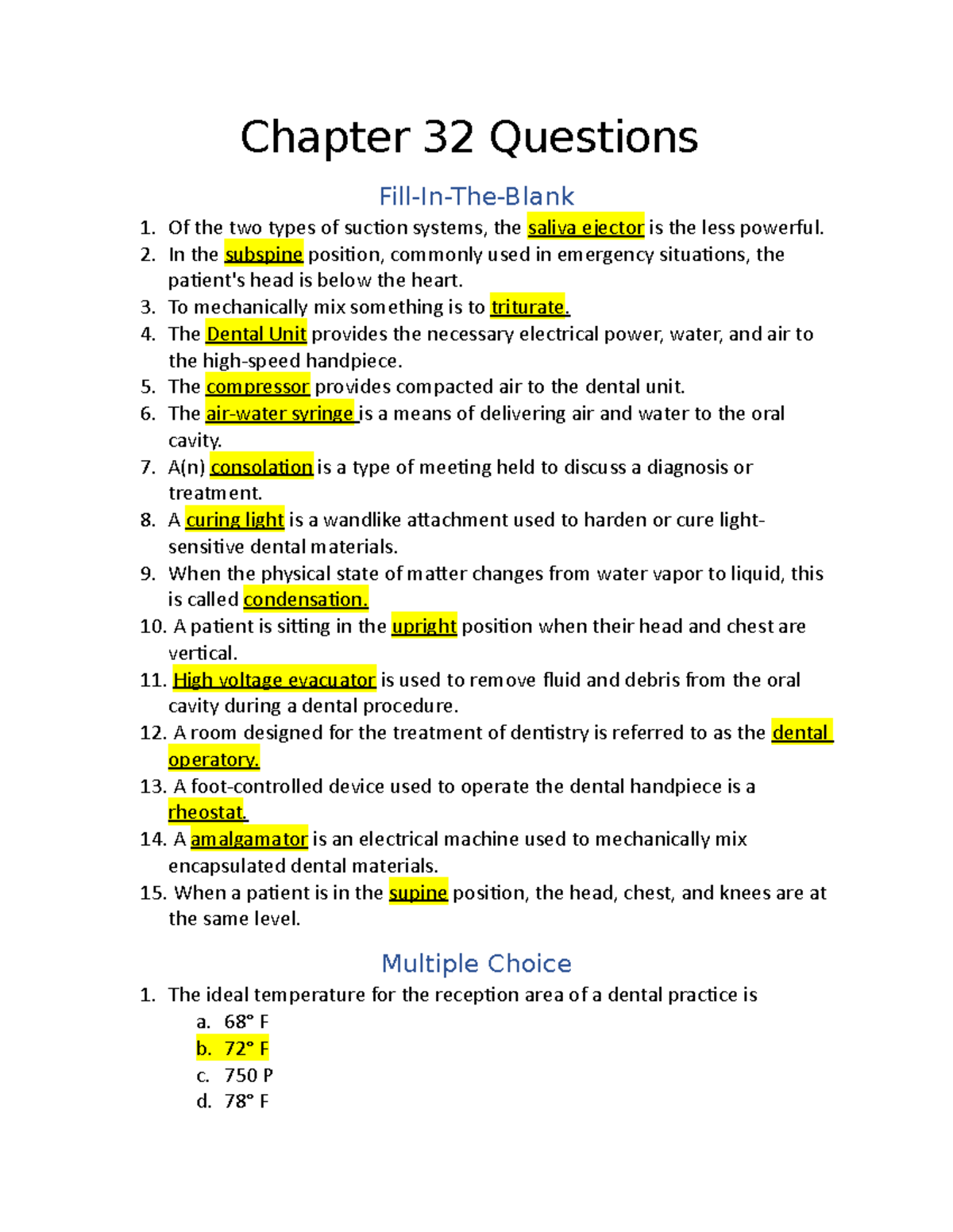 Chapter 32 Dental Concepts Questions & Answers (Final Exam) - Studocu