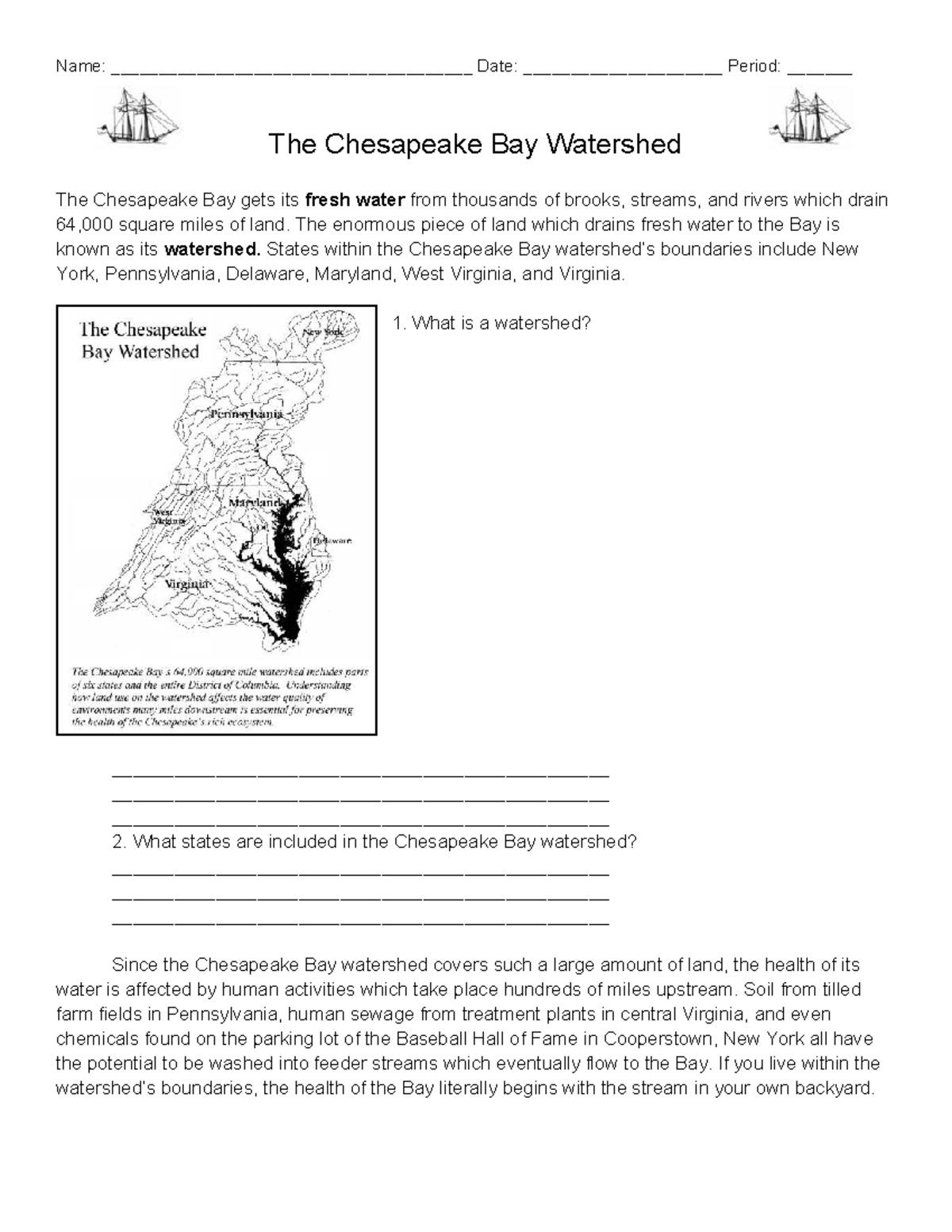 The Chesapeake Bay Watershed - Name ...