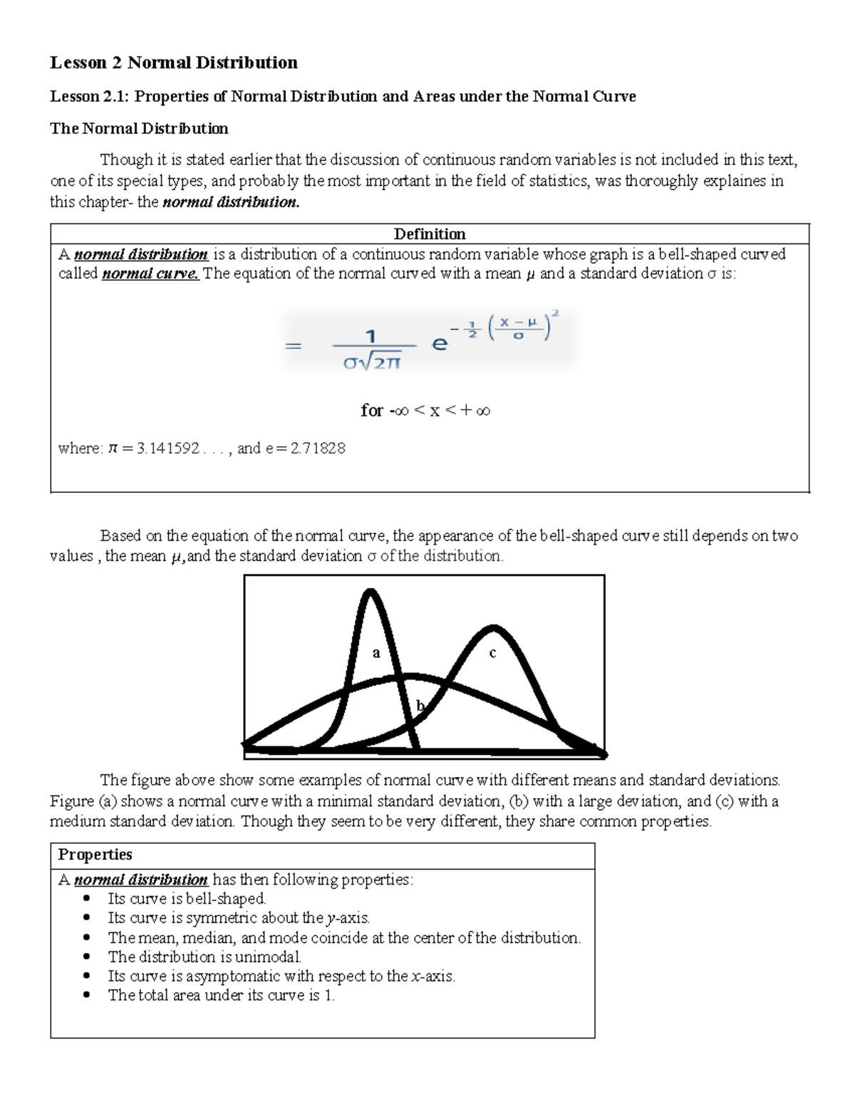 Lesson 5- Normal Distribution - Lesson 2 Normal Distribution Lesson 2 ...