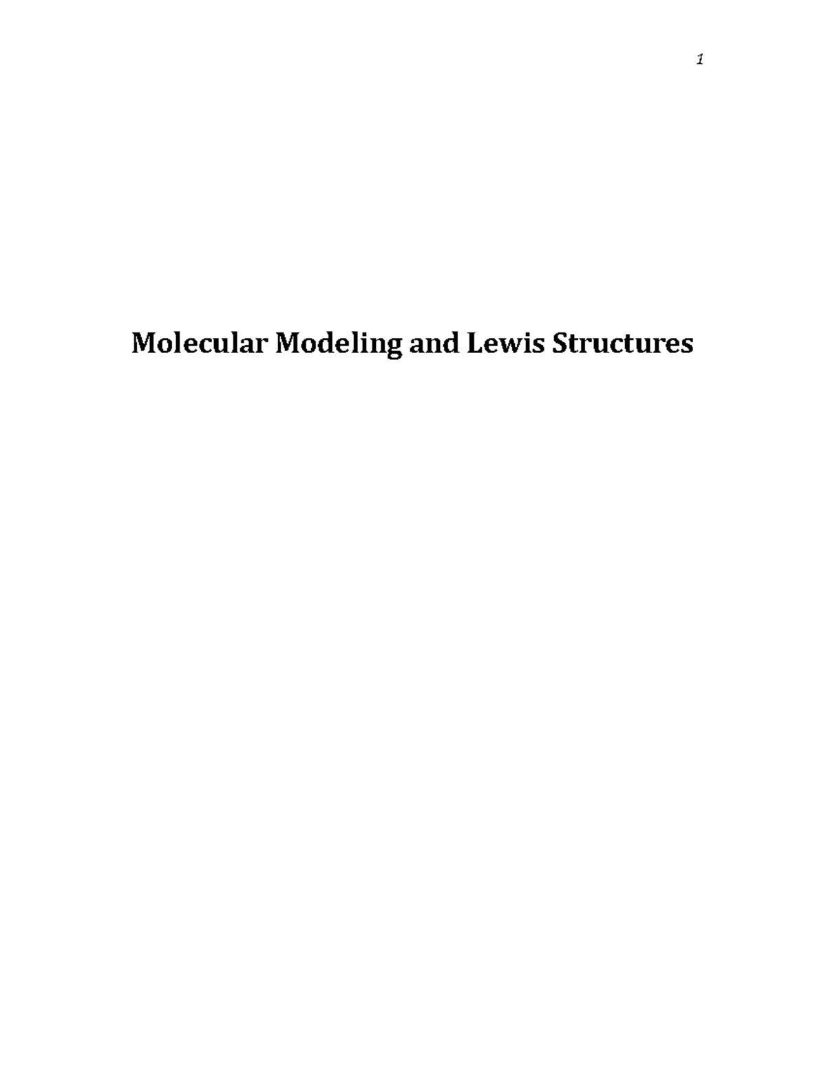 Molecular Modeling and Lewis Structures Lab - Molecular Modeling and ...
