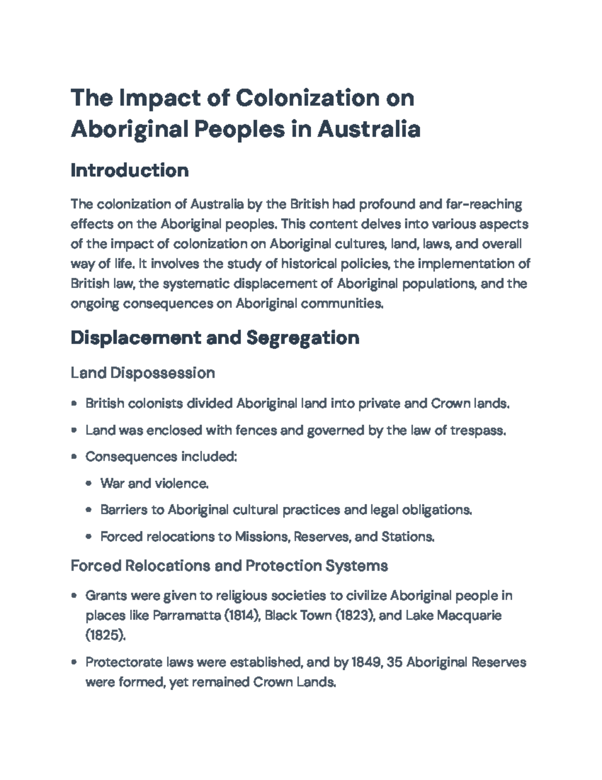 The Impact of British Colonization on Aboriginal Peoples in Australia ...