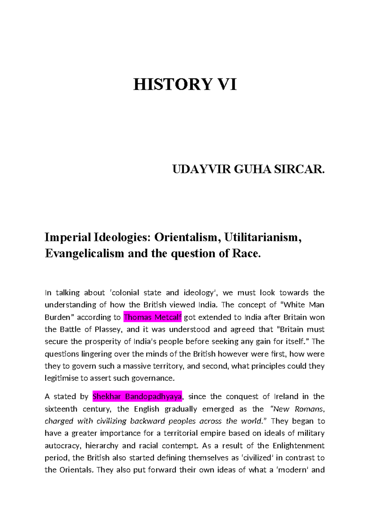 HISTORY VI: Imperial Ideologies in the British Raj - A Detailed Study ...