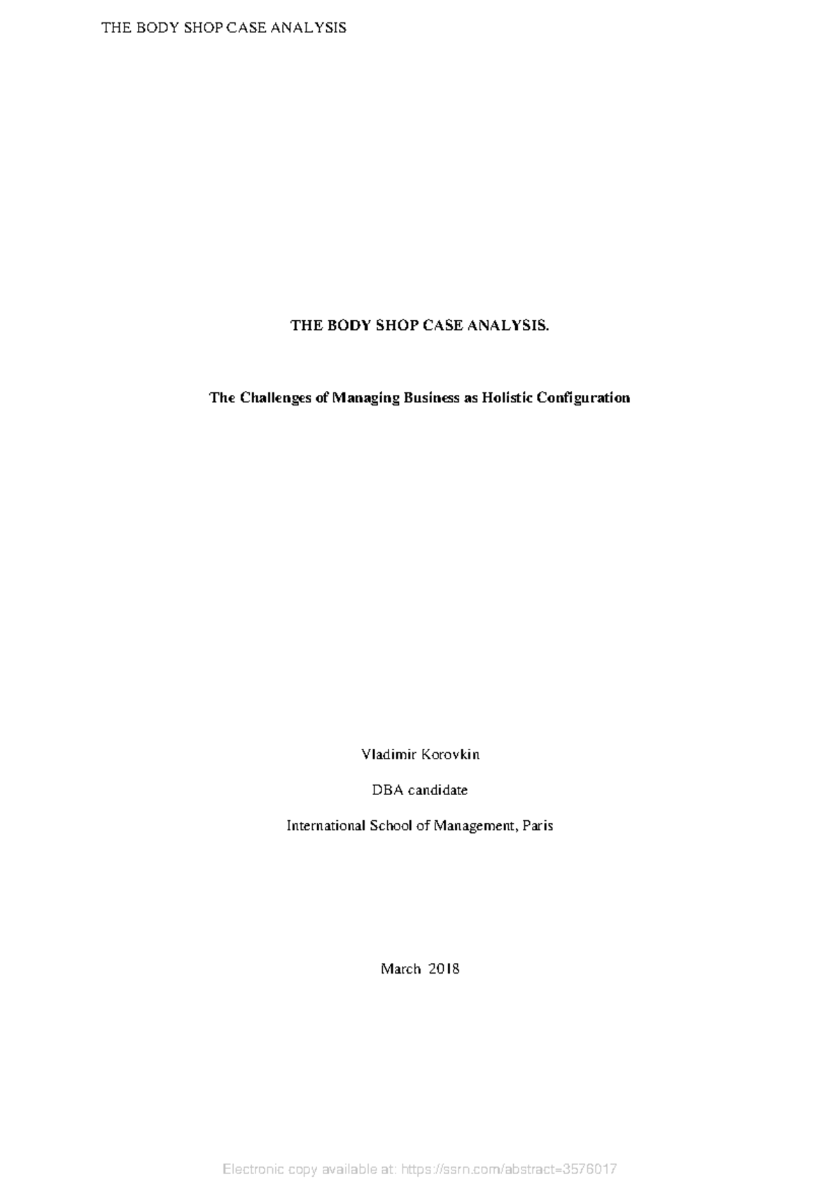 SSRN-id3576017 - The Body Shop Case Analysis: Challenges & CSR ...