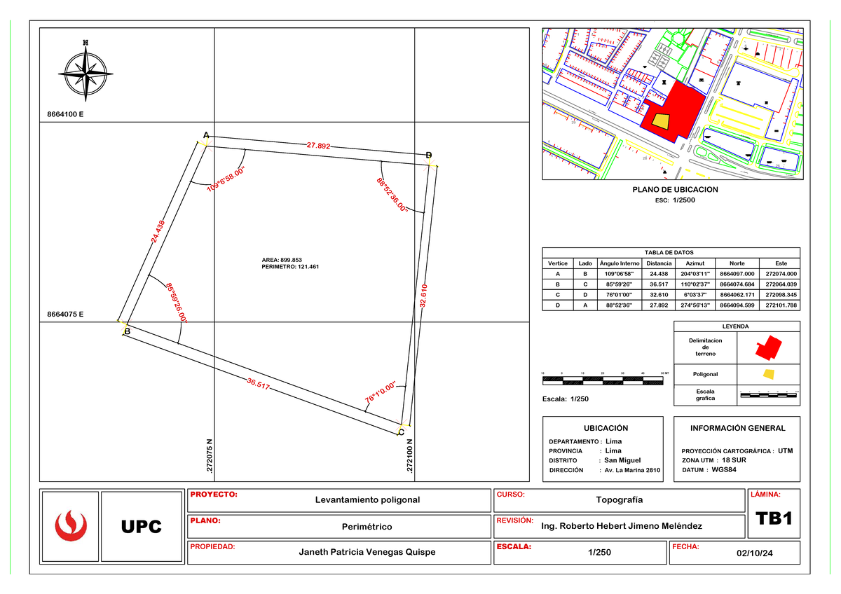 Tb1 Topografía: Plano de Ubicación y Datos Generales - Studocu