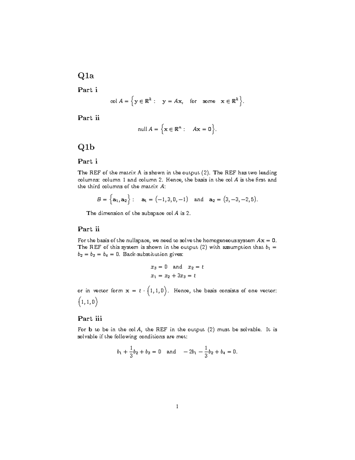 Mathematics 101: Solutions to Linear Algebra Questions and Concepts ...