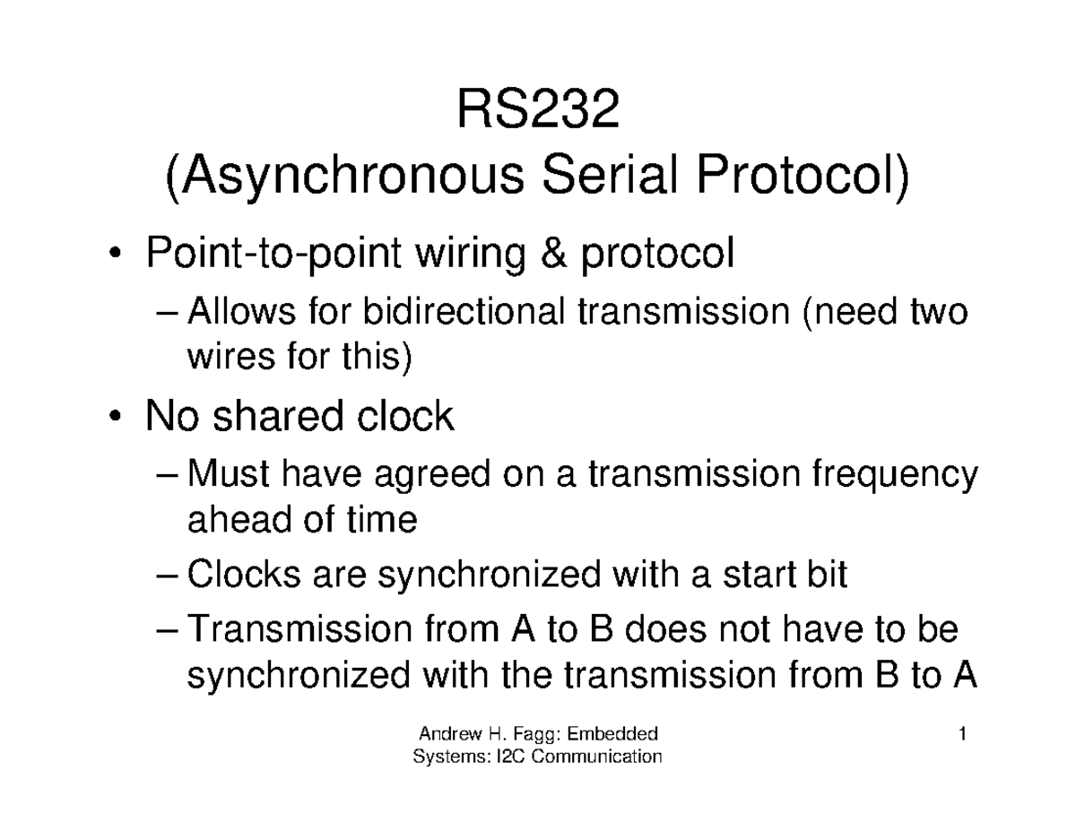 CSes I2C - Chapter 3: Asynchronous & Synchronous Protocols - Studocu