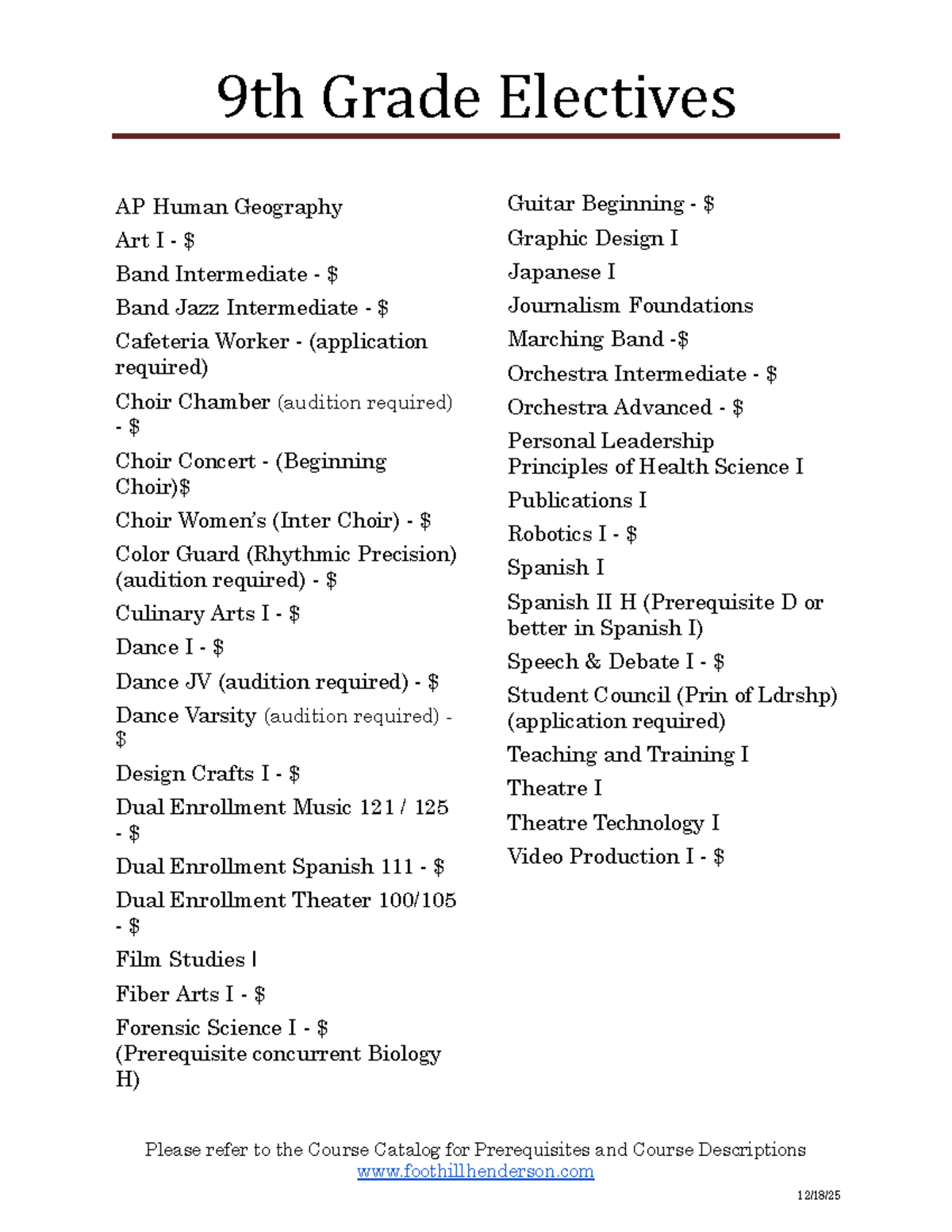 Electives Overview for 9th Grade: AP Human Geography & More - Studocu