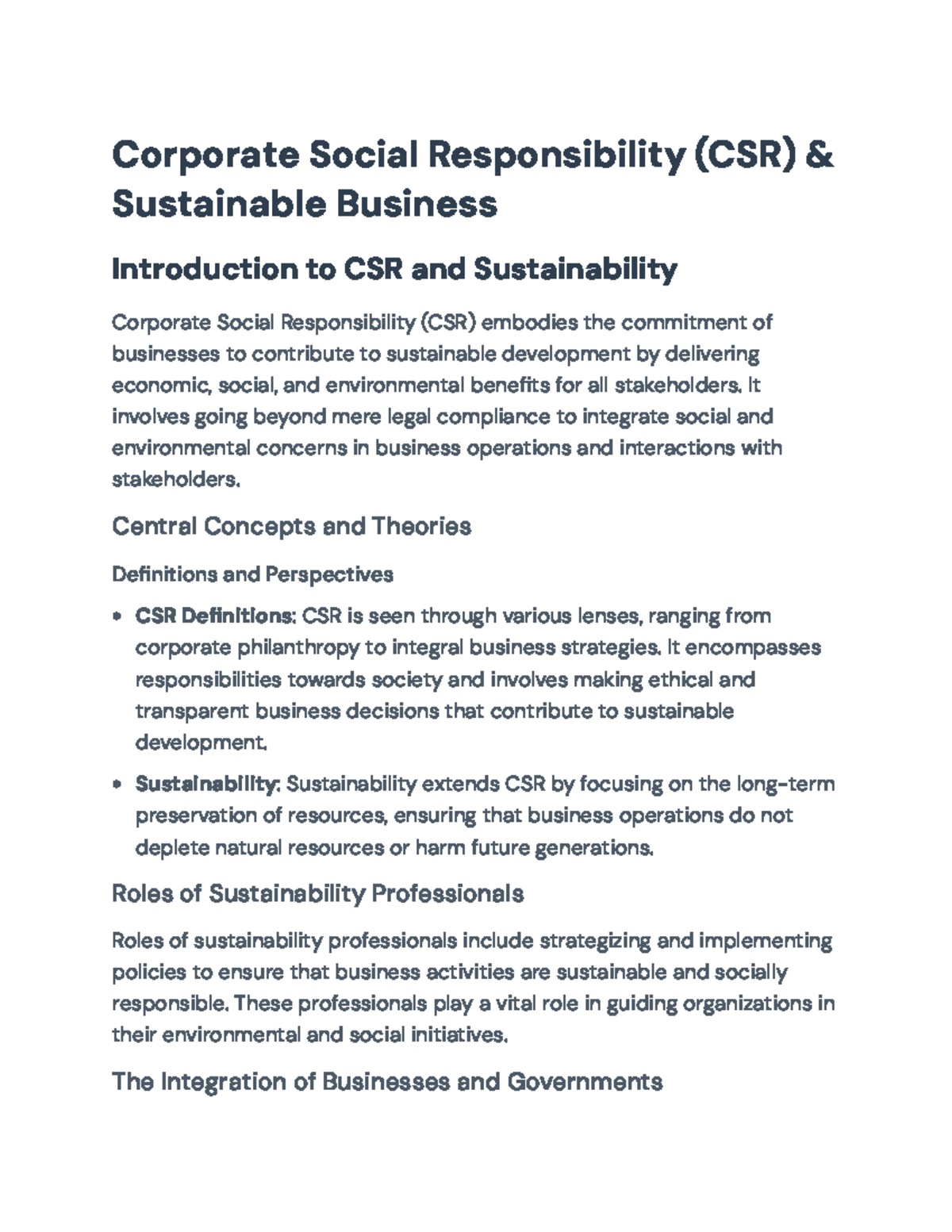 Corporate Social Responsibility (CSR) Strategies & Sustainable ...