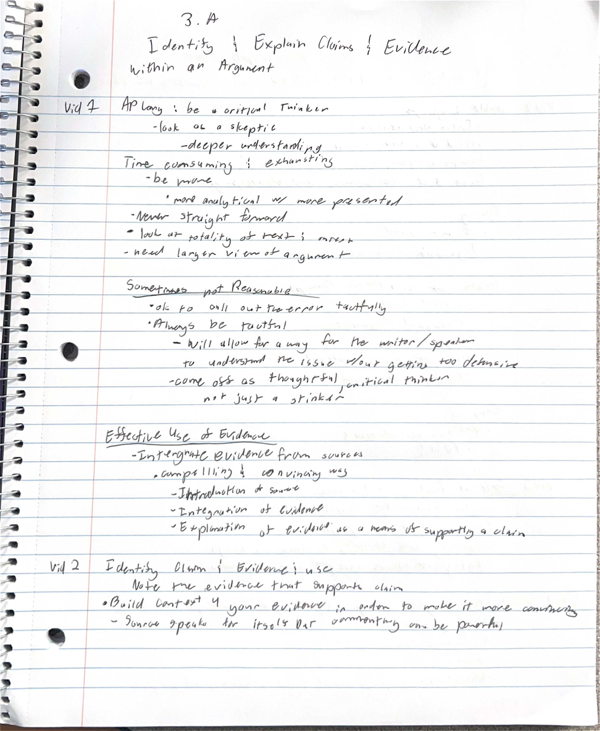 AP Lang 3.A & 4 - Critical Thinking & Evidence Integration Notes - Studocu