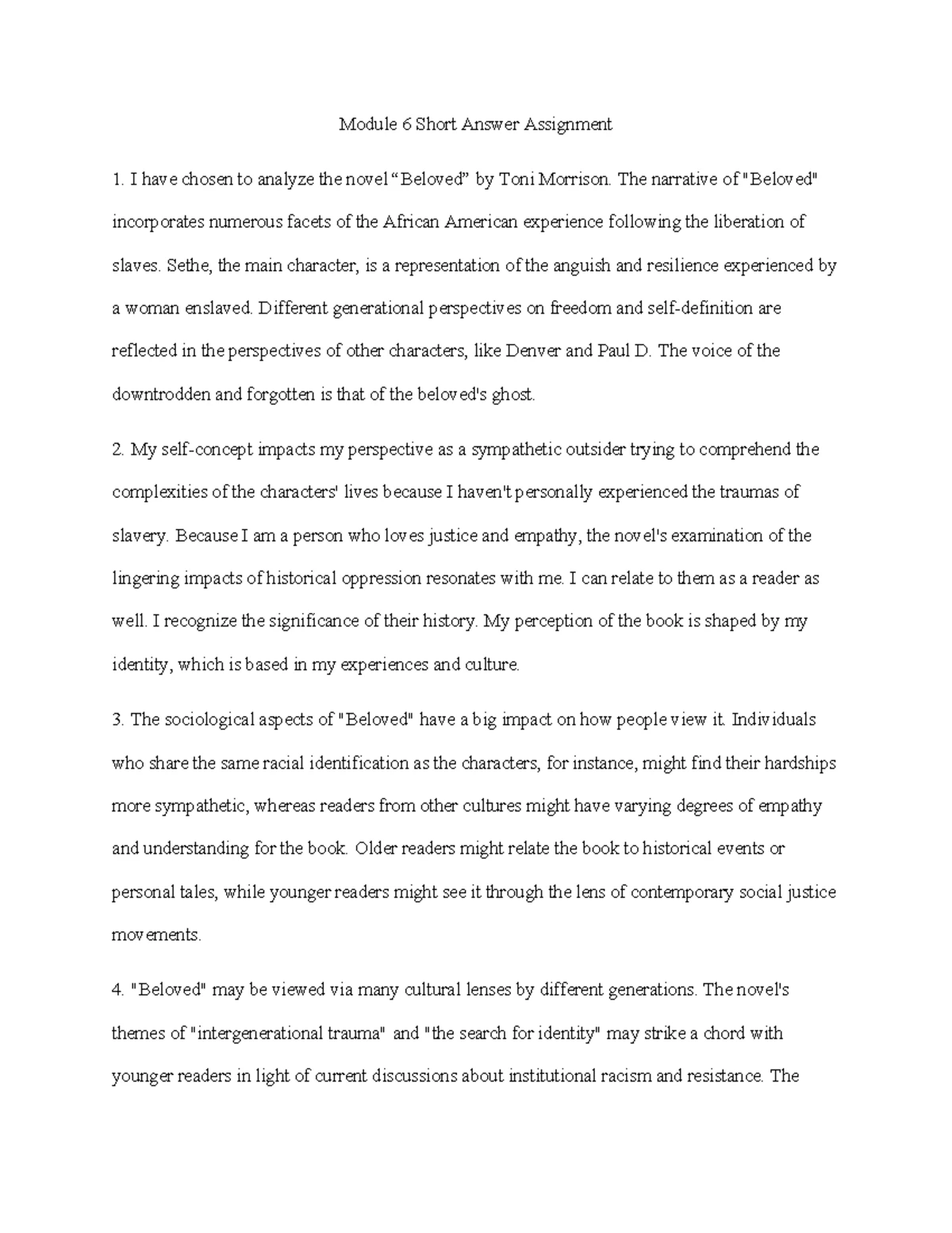 HUM 102 Module Two Project Proposal Template - Part One: Choose the Creative Works - Describe ...