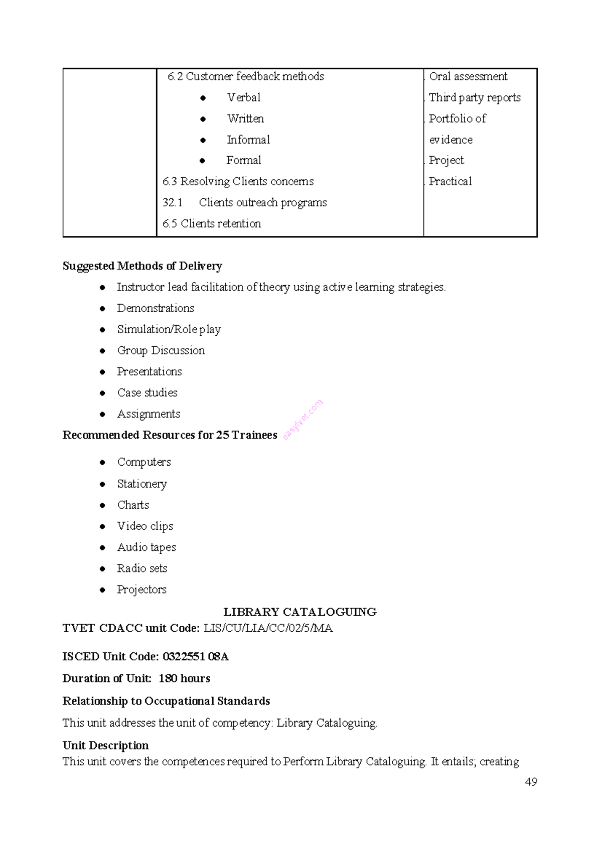 Library Cataloguing ISCED 0322551: Methods & Learning Outcomes - Studocu