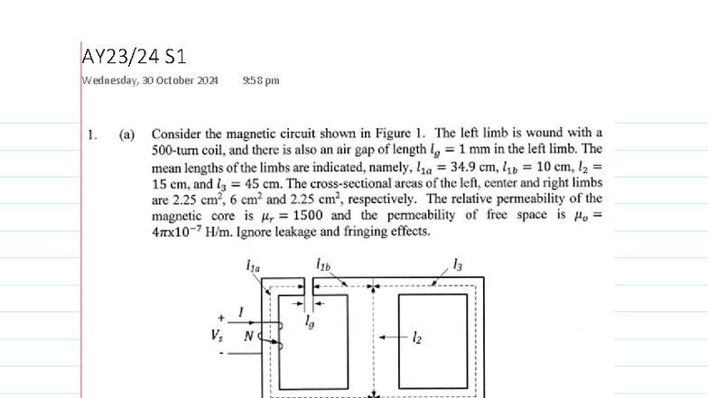 EE2005 2324 S1 Final Exam - Magnetic Circuits and Induction Motors - Studocu