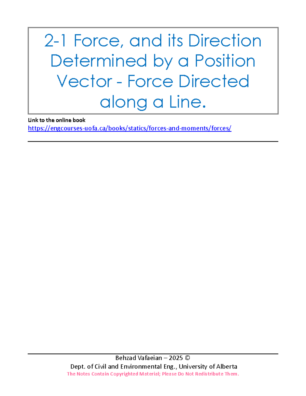 Force and Direction Along a Position Vector - CE 2025 Notes - Studocu