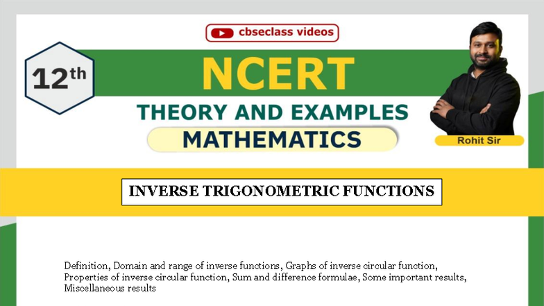 Inverse Trigonometric Functions: Definition, Domain, and Graphs (7057 ...
