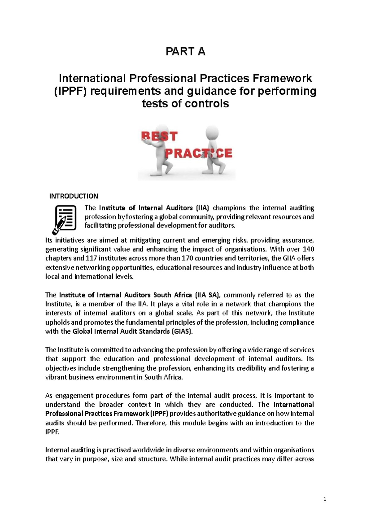 AUI3702 Part A: Understanding the International Professional Practices ...