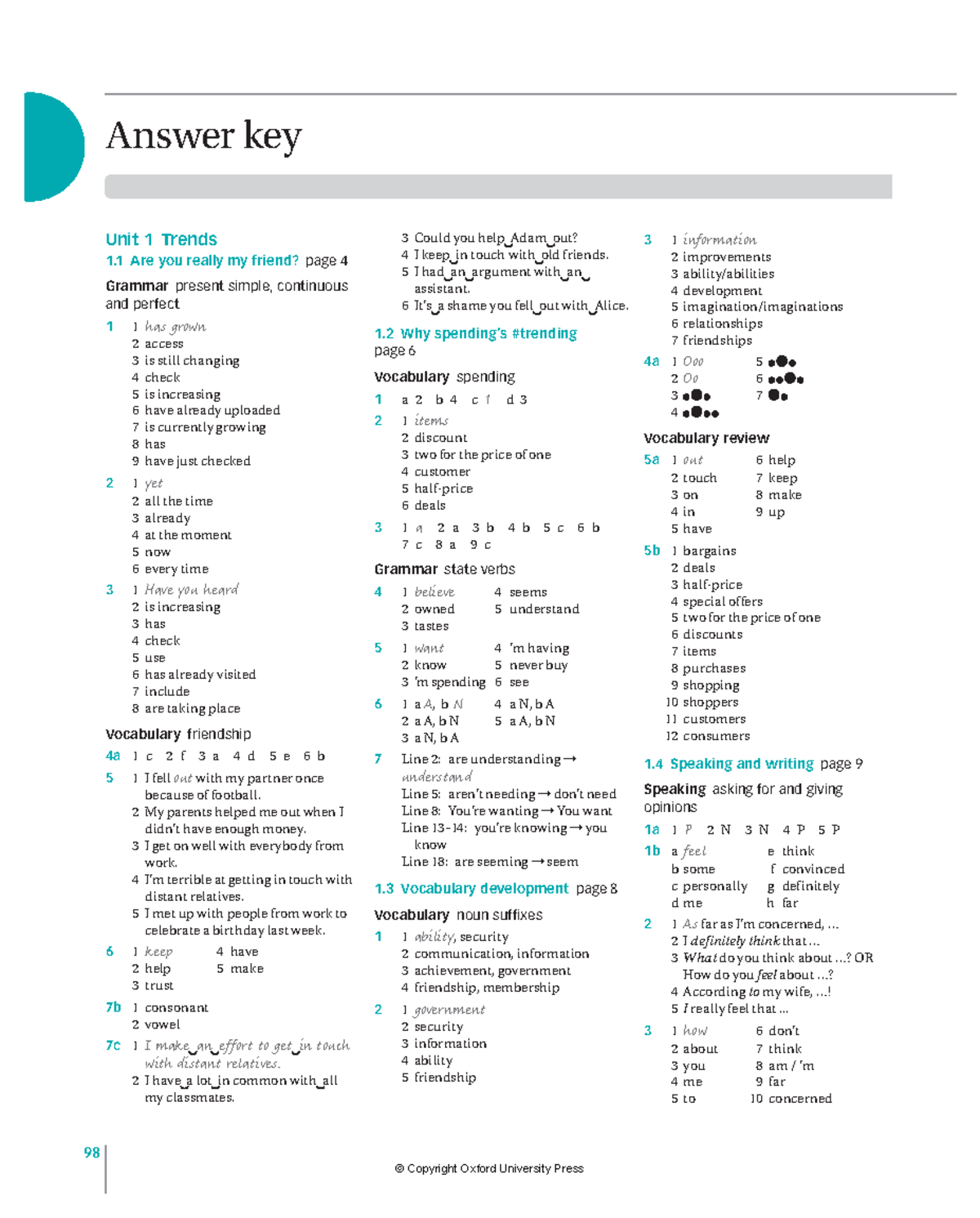 Navigate B1 Plus WB Answer Key: Units 1-6 Insights and Reviews - Studocu