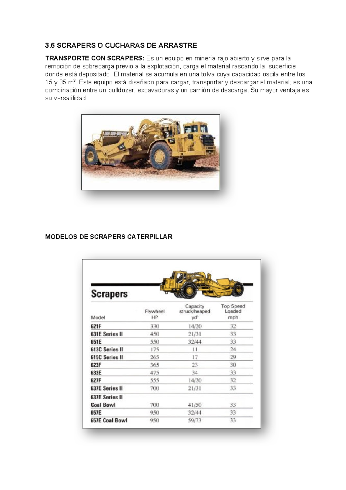 Modelos y Componentes de Scrapers en Minería - Curso de Excavación ...