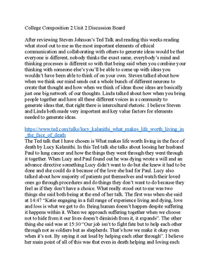 CM220 Comp ll, Unit 2 Discussion - Unit 2 Discussion Discussion ...