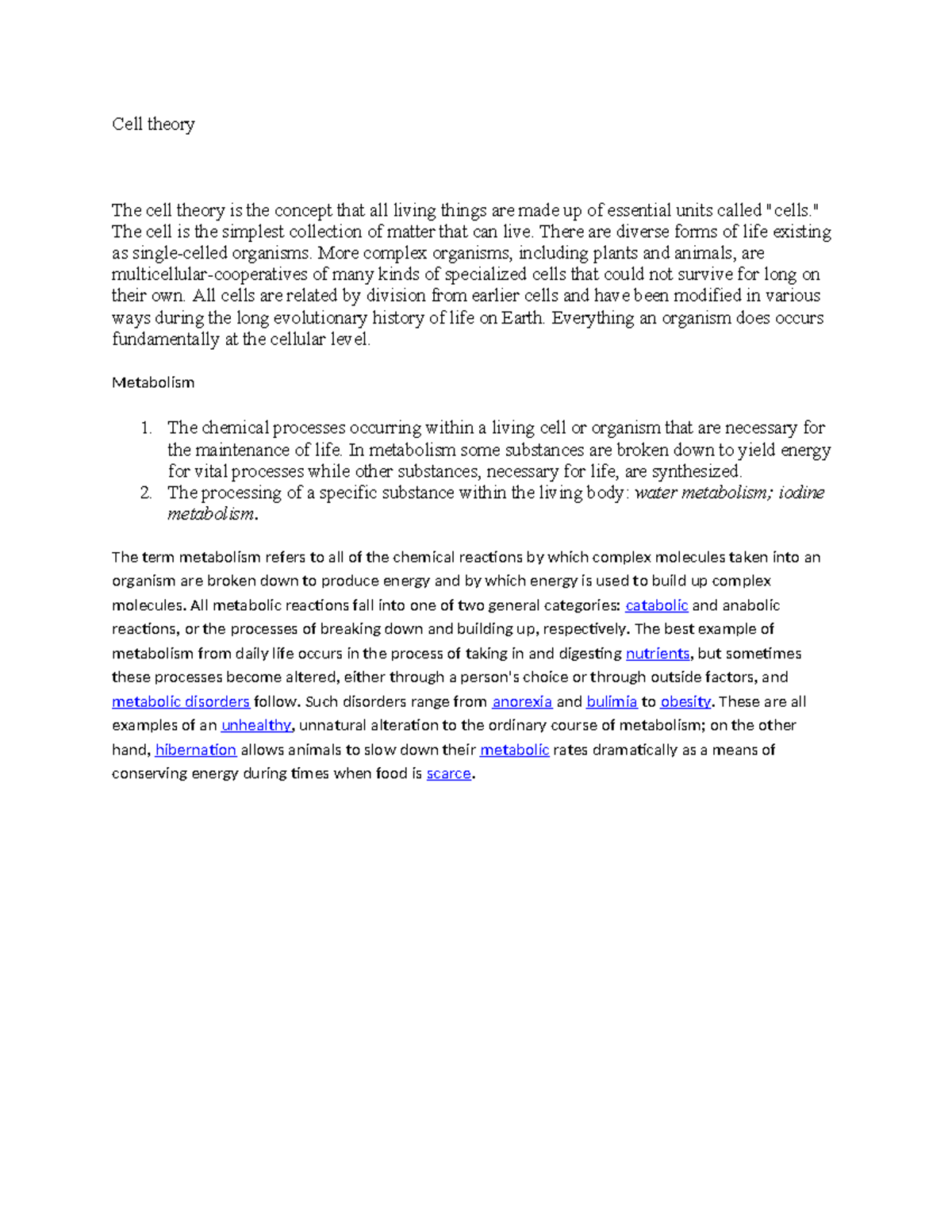BIO111: Cell Theory and Metabolism - Principles of Biology Study Guide ...