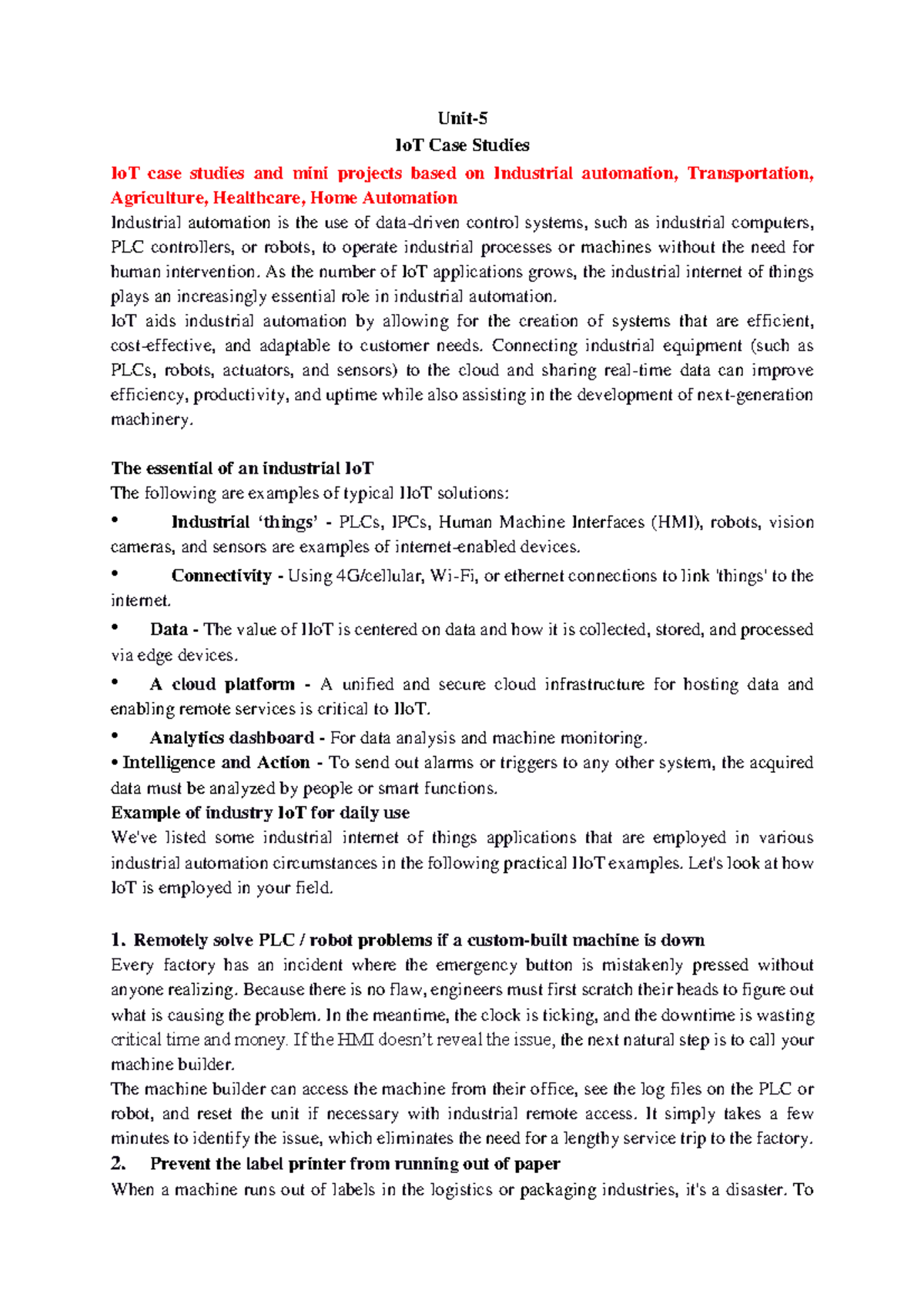 IoT Case Studies: Applications in Industrial Automation, Transport, and ...