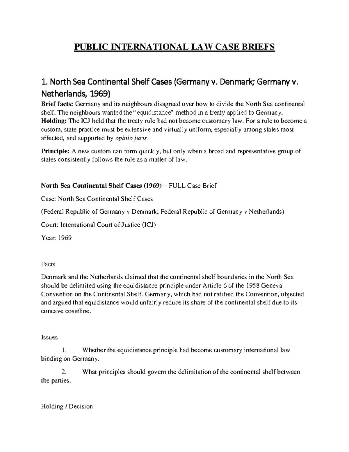 PUBLIC INTERNATIONAL LAW CASE BRIEFS: Key Judgments and Principles ...