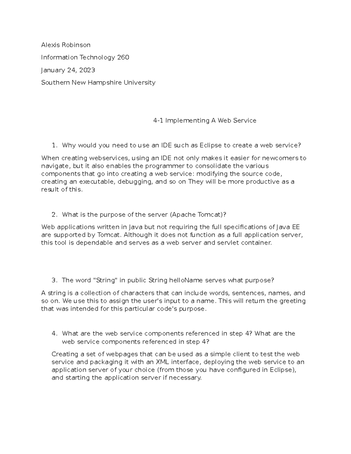 IT 260 4-1 Web Services - Assignment Overview and Key Components - Studocu