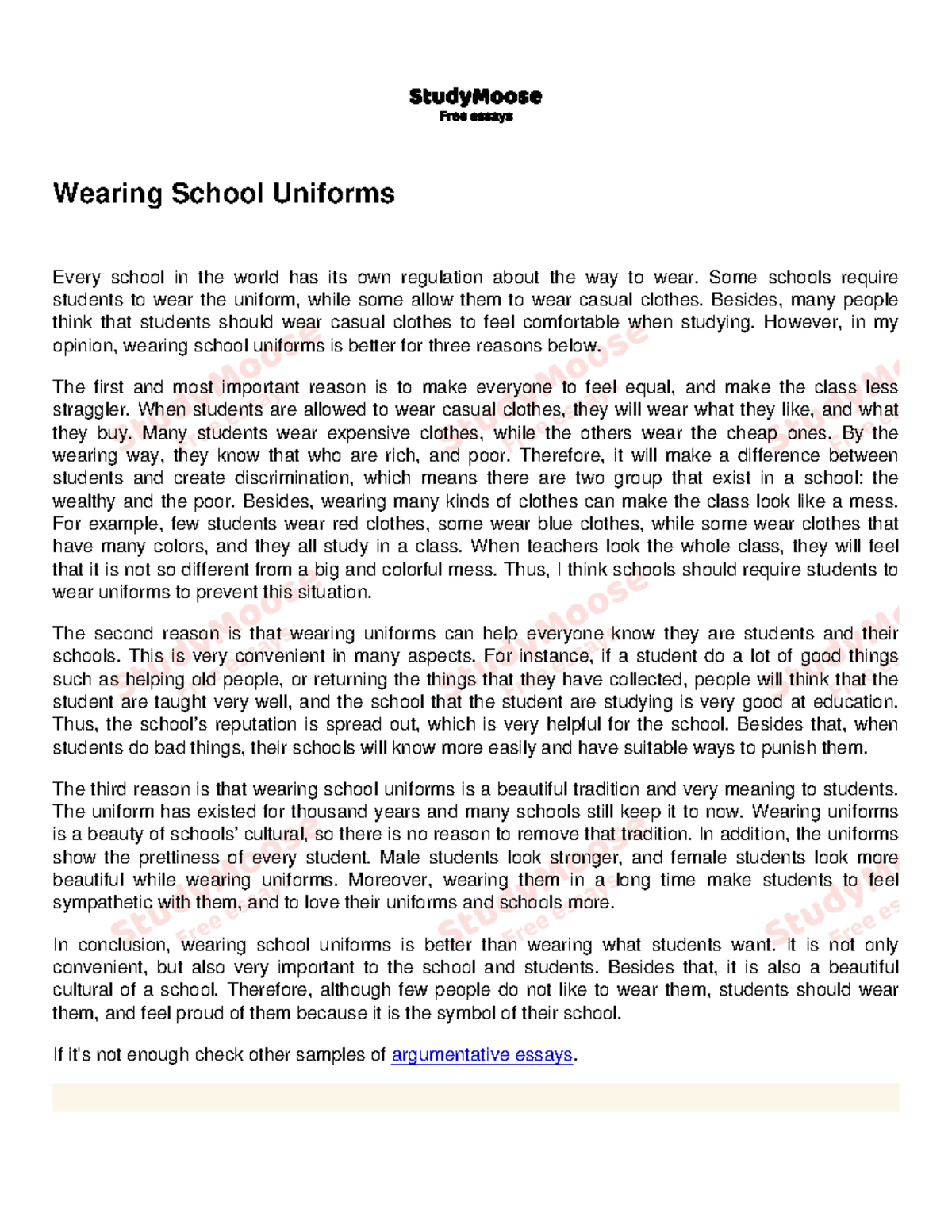 Argumentative Essay on Wearing School Uniforms: Benefits & Traditions ...