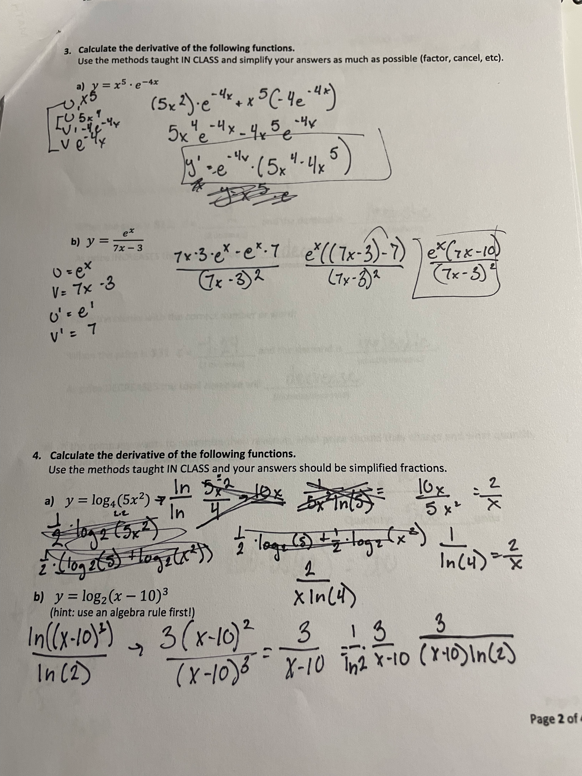 Pg2 of 4 - questions 3 and 4 with extra practice problems - MATH 1325 ...