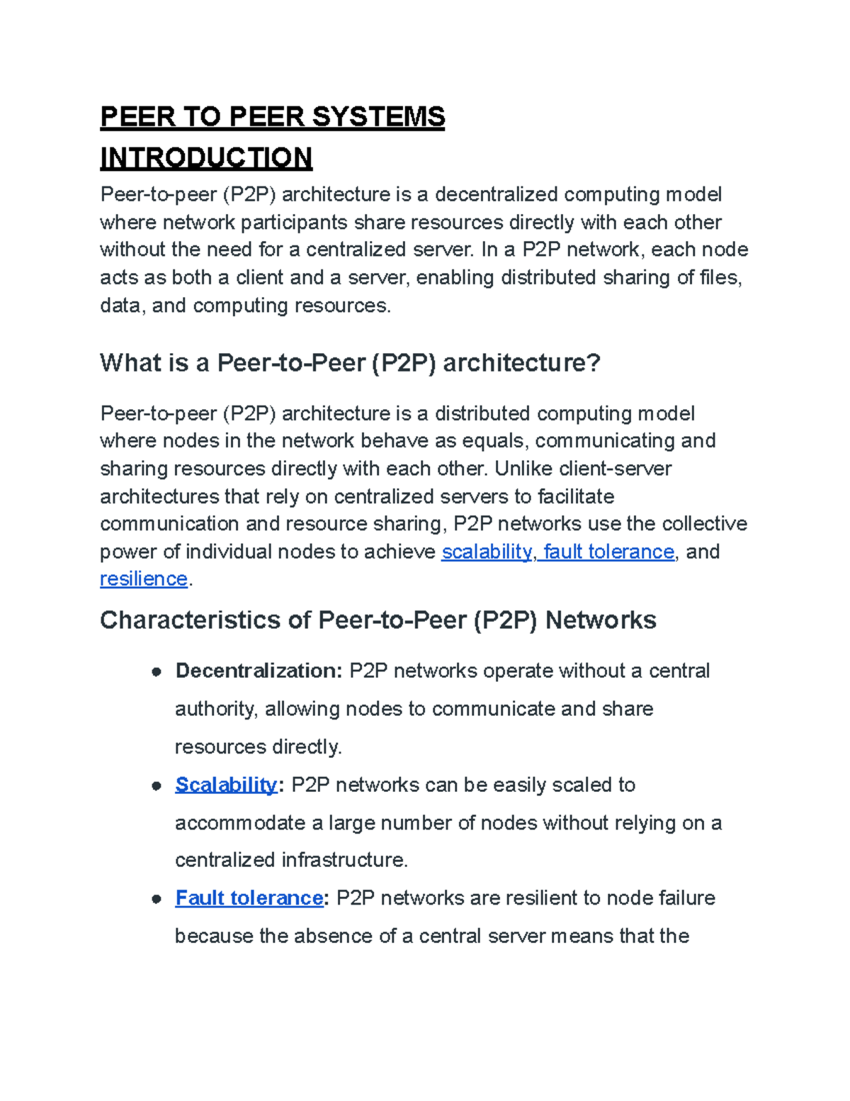 Distributed Systems UNIT-III: Exploring Peer-to-Peer Architectures - Studocu