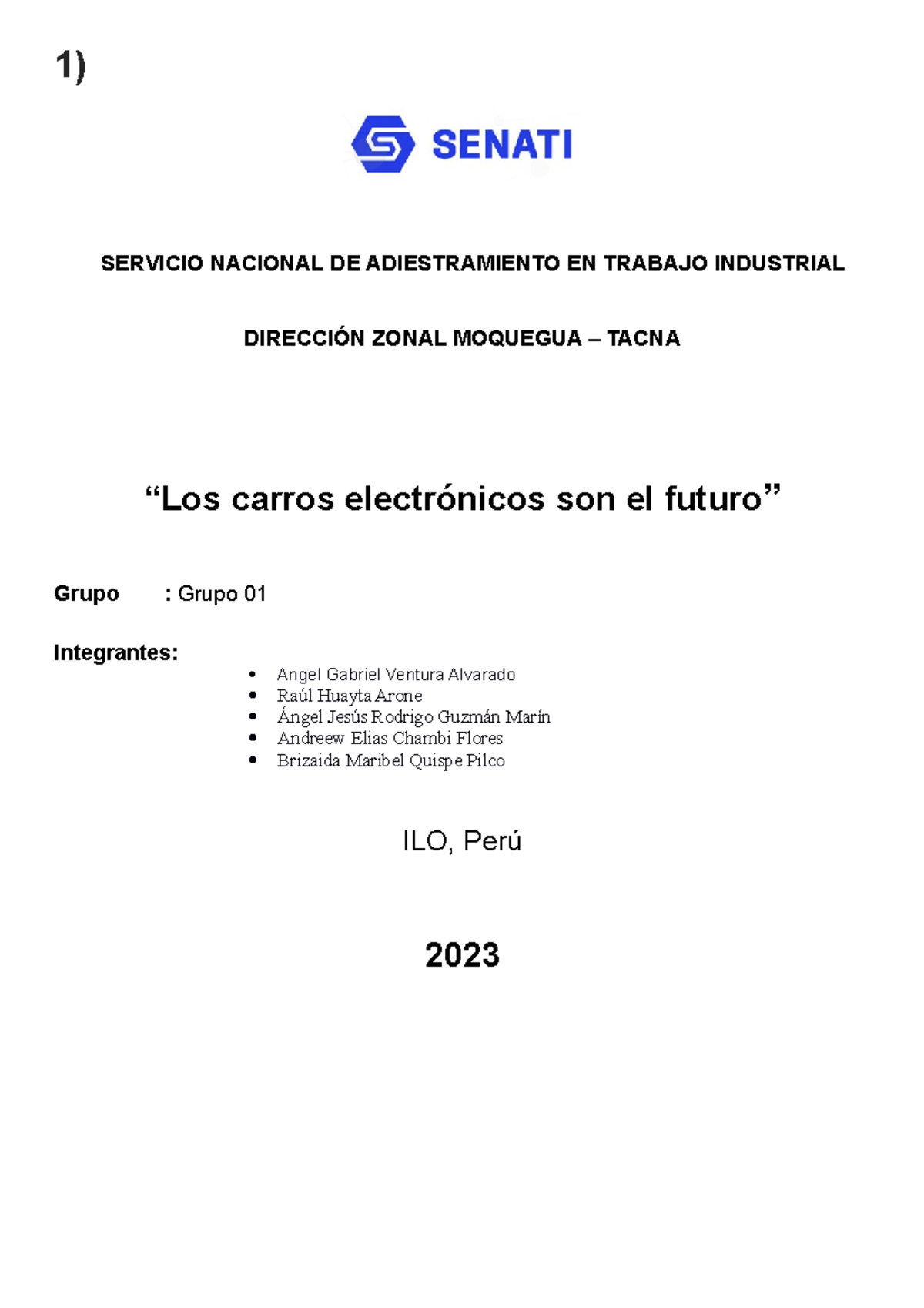 Proyecto Final Oficial: Innovaciones en Carros Eléctricos 2023 - Studocu